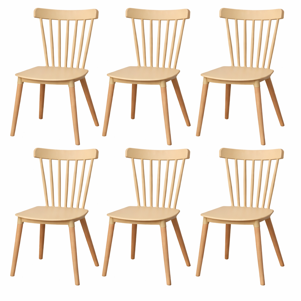 Pack 6 Sillas Windsor para Comedor o Terraza Beige – Moboi Store